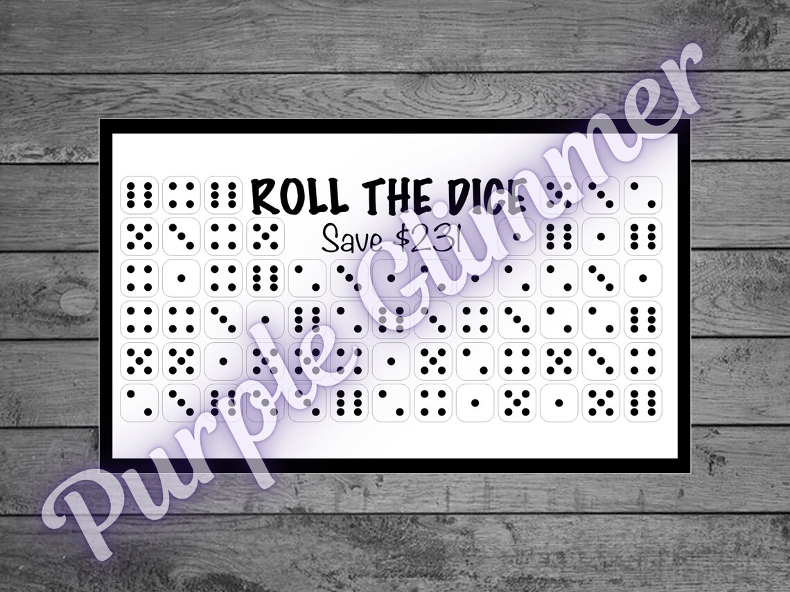 PRINTABLE Roll the Dice Savings Challenge Tracker Budgeting - Etsy
