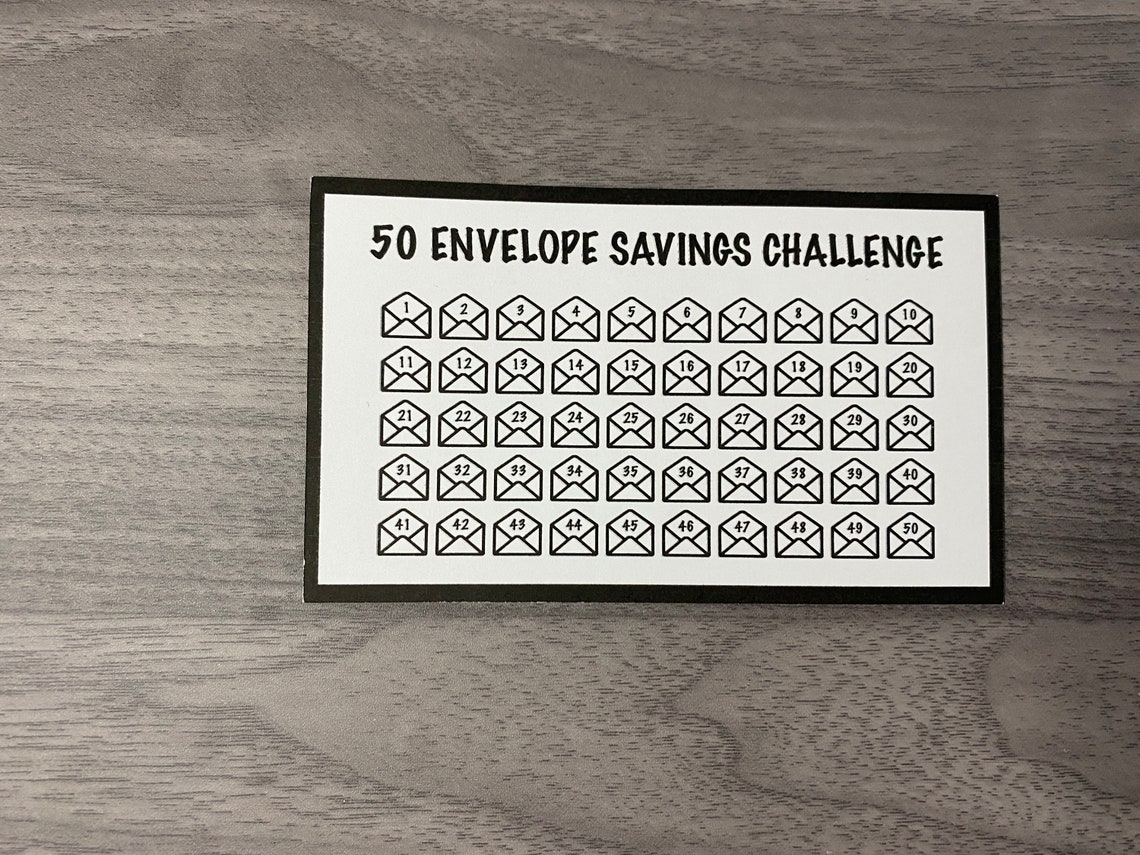 50 Envelope Savings Challenge Box Kit Cash Envelopes Savings - Etsy