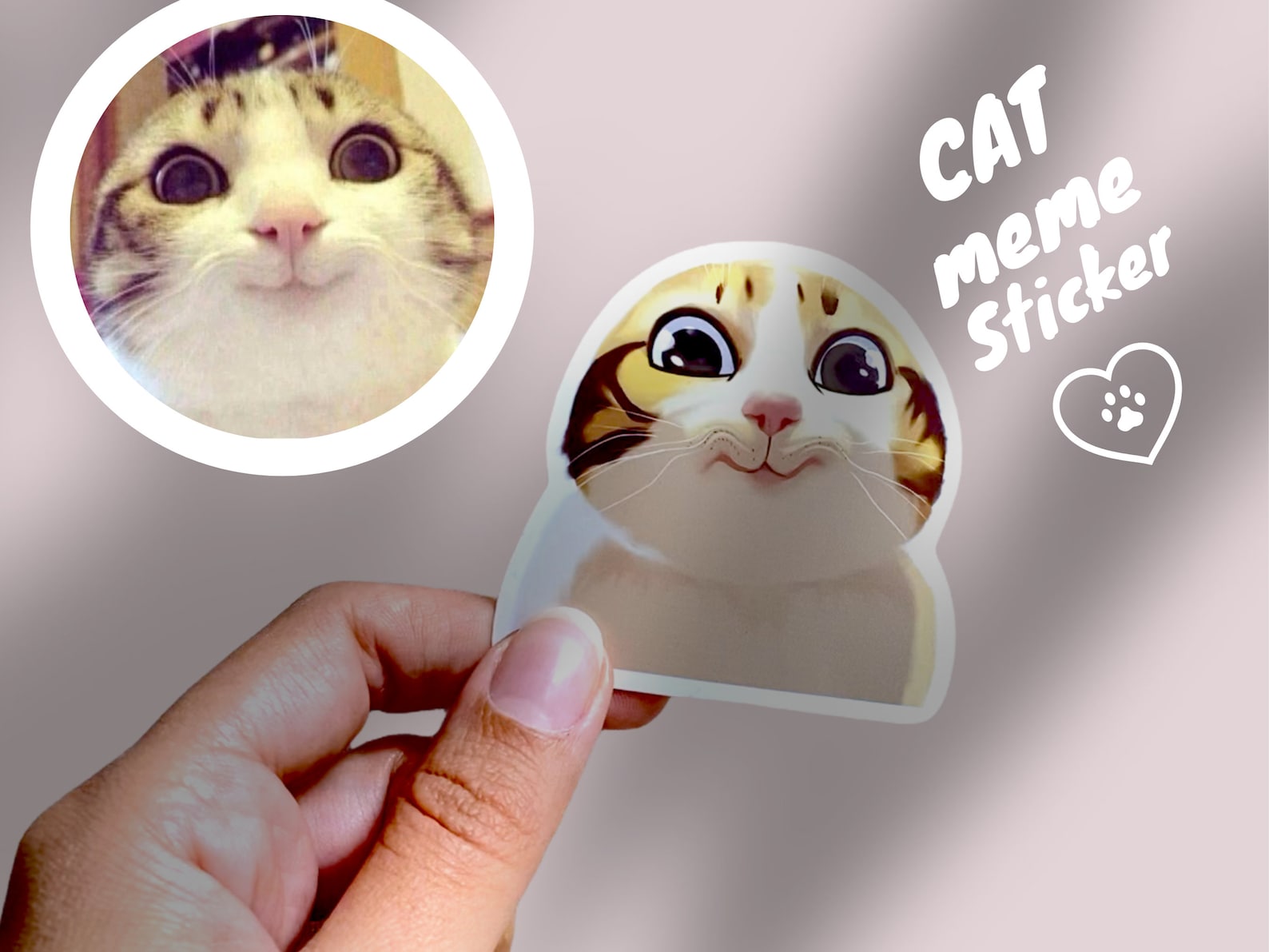 Cute smiling cat meme Funny Cat Sticker Polite Cat Meme | Etsy