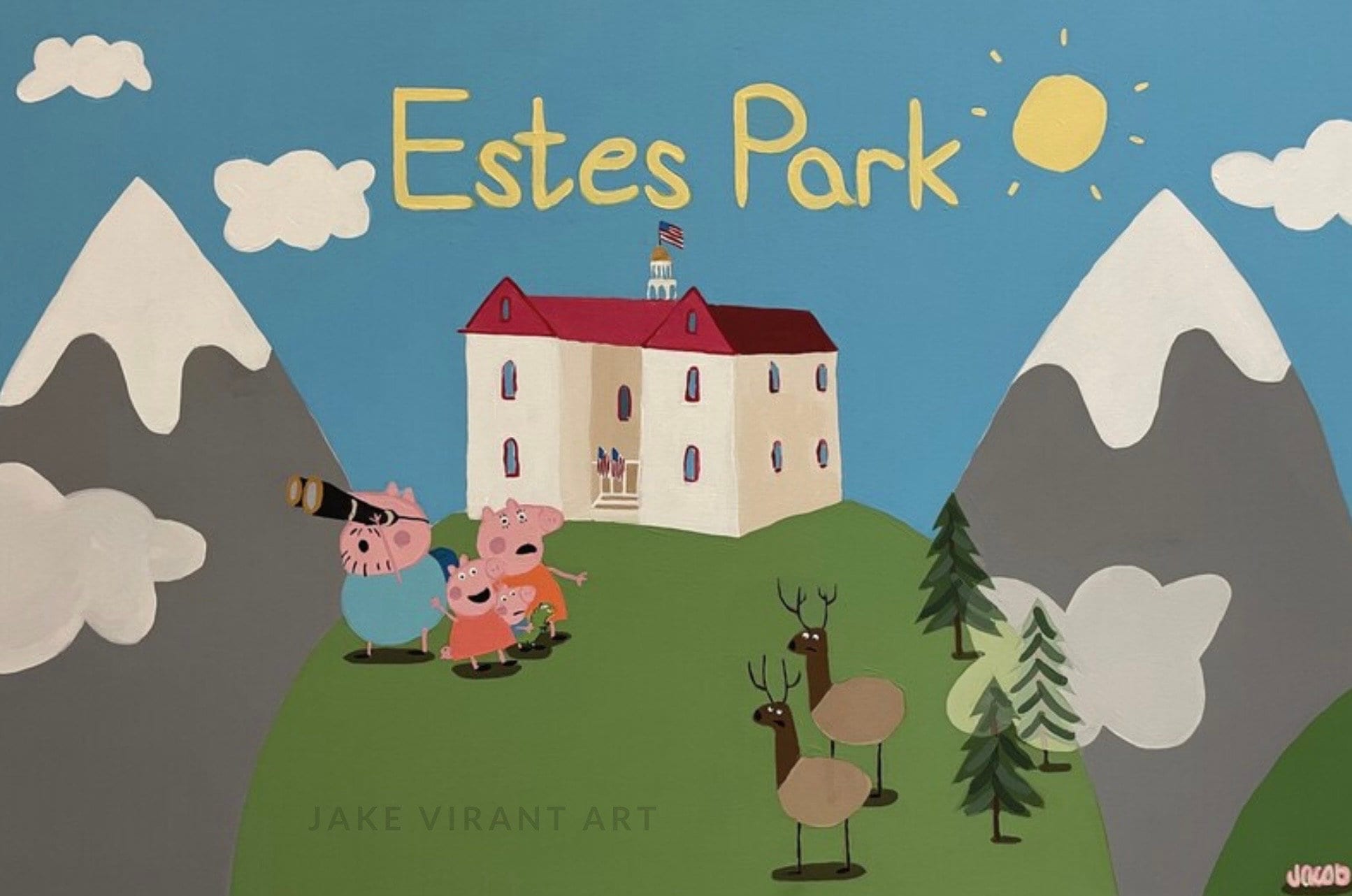 Peppa Park Art Print, Peppa Pig Art, Colorado Art, Estes Park Art, the ...