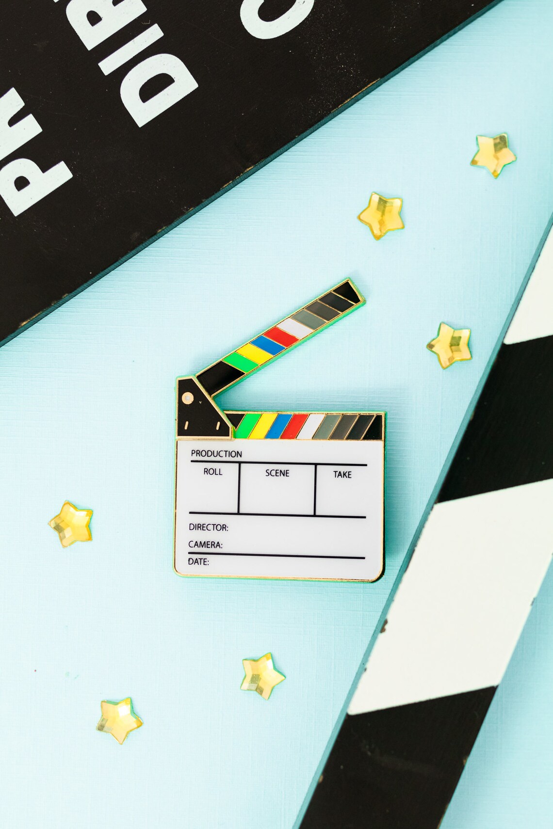 MOVABLE Film Slate Enamel Pin blank by Chloe Cruz - Etsy