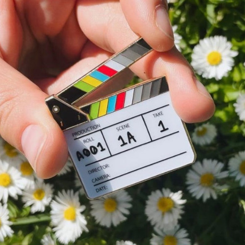 INTERACTIVE Film Clapperboard Enamel Pin MOVABLE Movie - Etsy