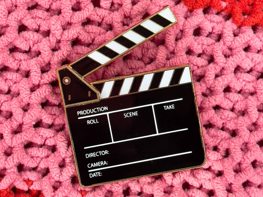 Hollywood MOVABLE Movie Slate Enamel Pin (black and White) - by Chloe ...