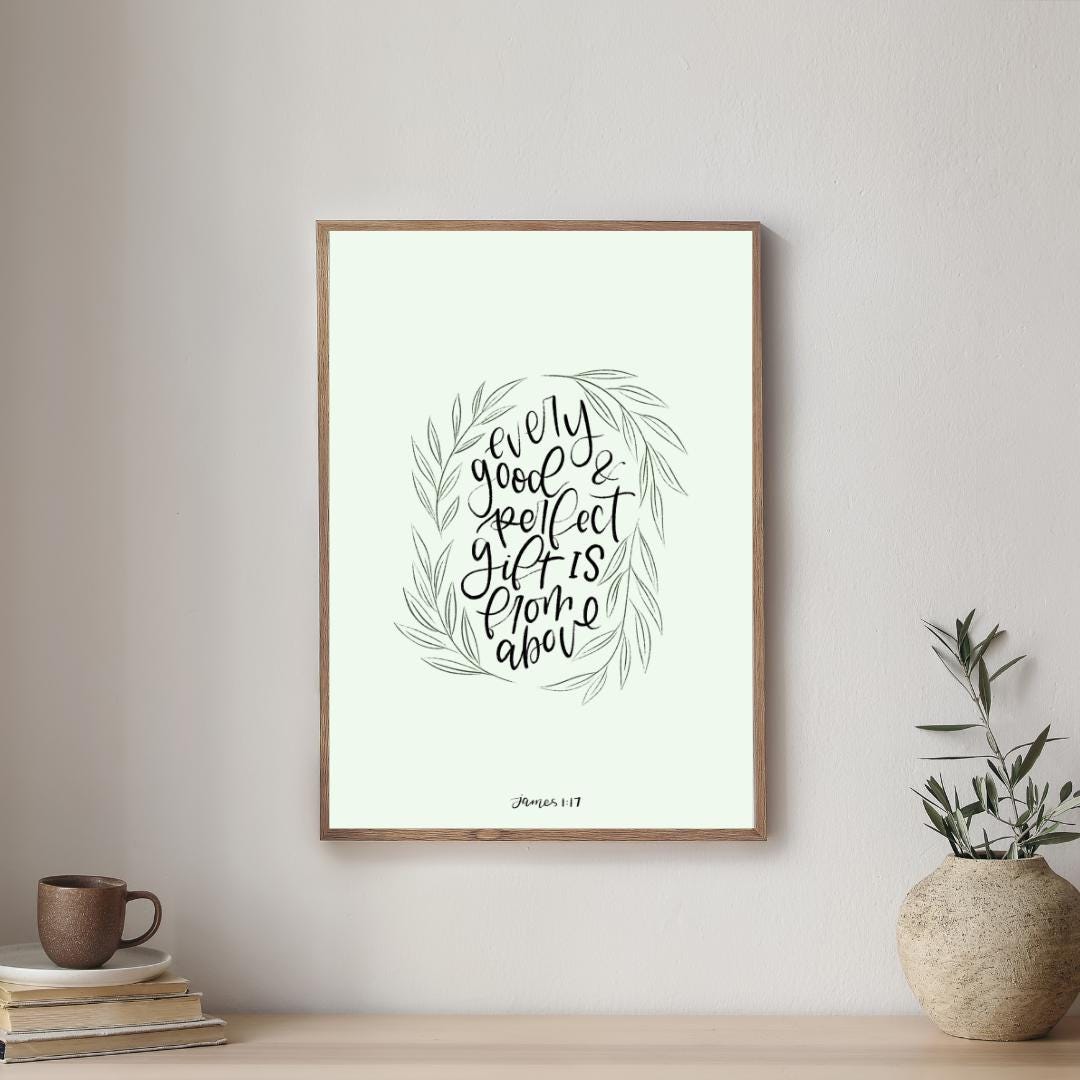 Scripture Calligraphy Vertical Posters, James 1:17, Wall Decor ...