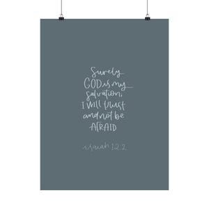 Minimalist Calligraphy Vertical Posters, Isaiah 12:2 Wall Decor, Matte ...