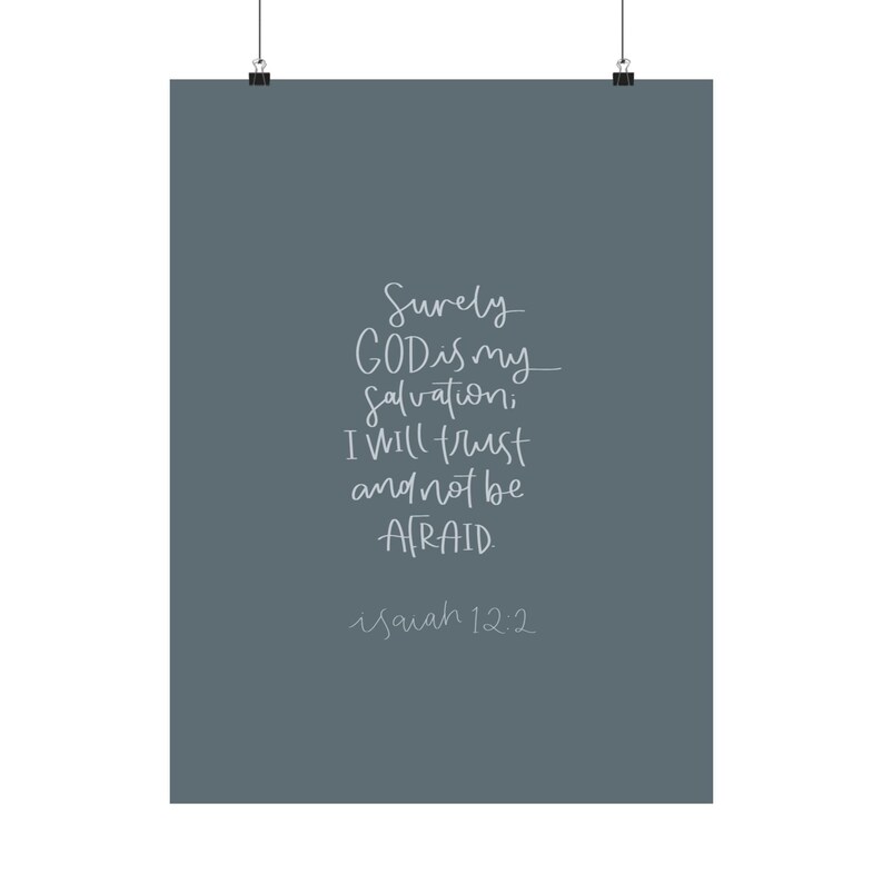 Minimalist Calligraphy Vertical Posters, Isaiah 12:2 Wall Decor, Matte ...