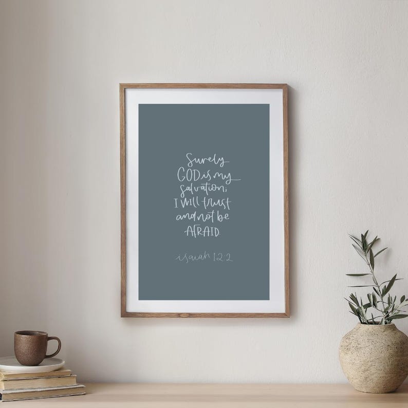 Minimalist Calligraphy Vertical Posters, Isaiah 12:2 Wall Decor, Matte ...