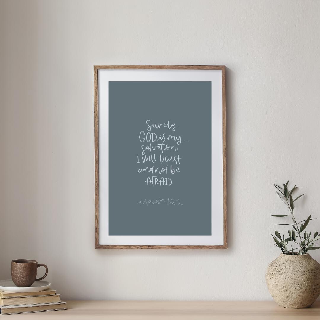 Minimalist Calligraphy Vertical Posters, Isaiah 12:2 Wall Decor, Matte ...