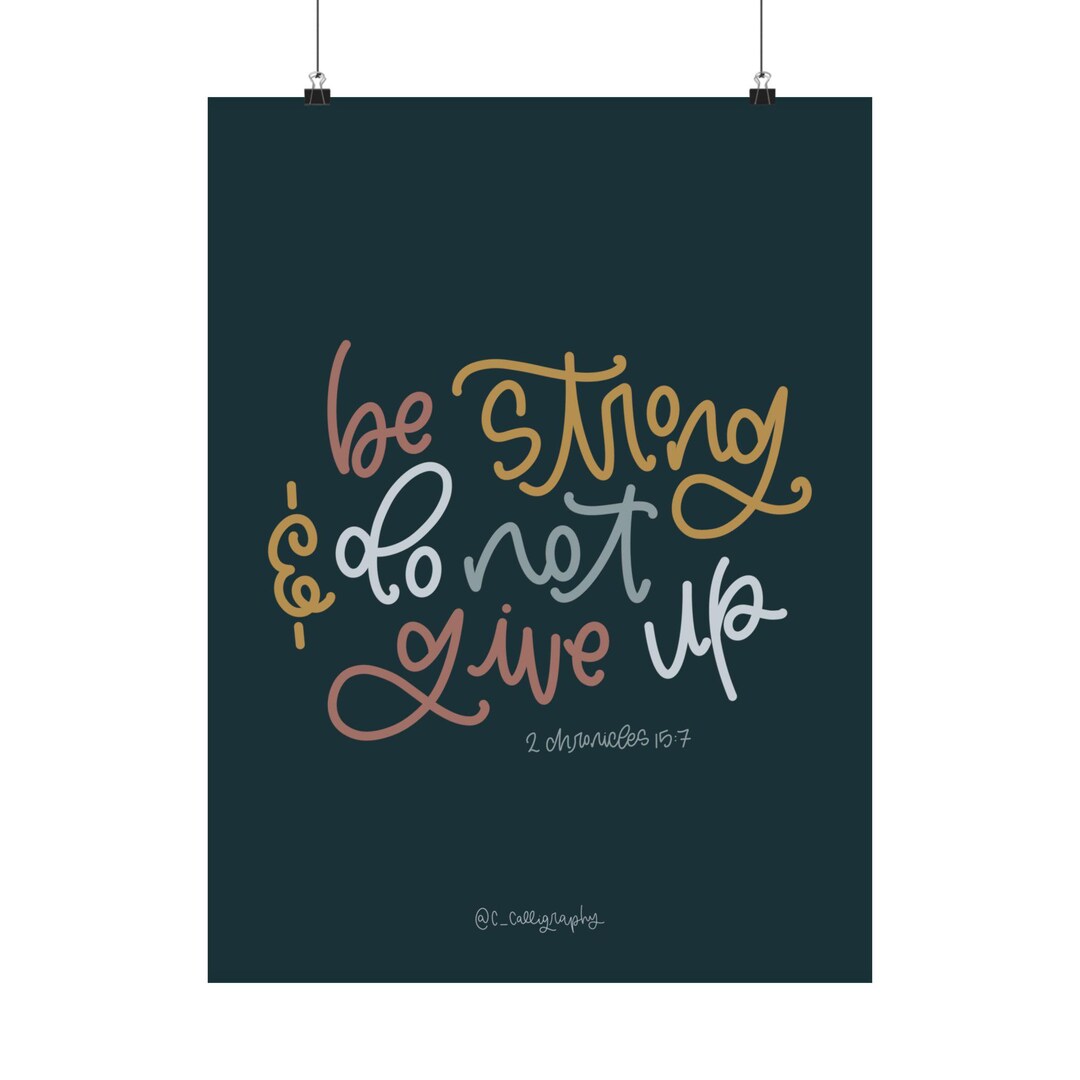 Scripture Calligraphy Vertical Posters, 2 Chronicles 15:7 Wall Decor ...