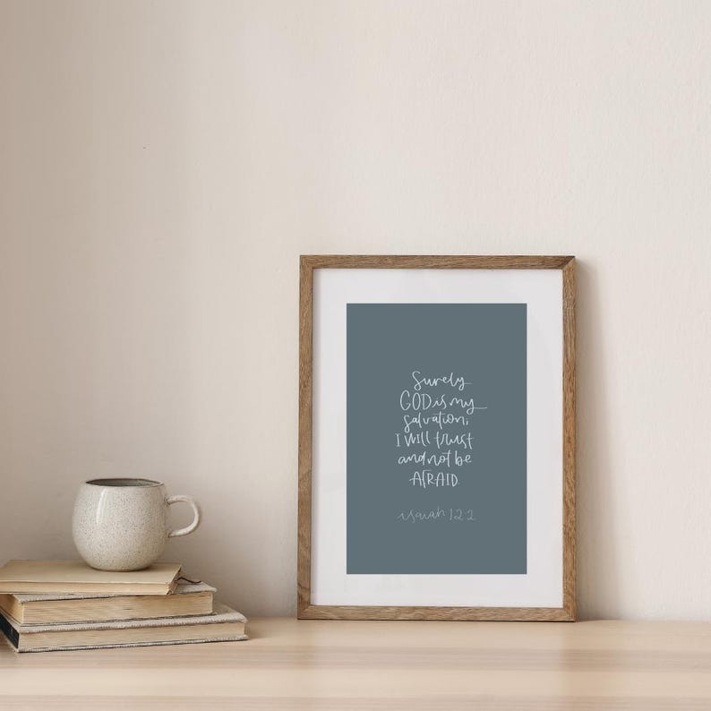 Minimalist Calligraphy Vertical Posters, Isaiah 12:2 Wall Decor, Matte ...