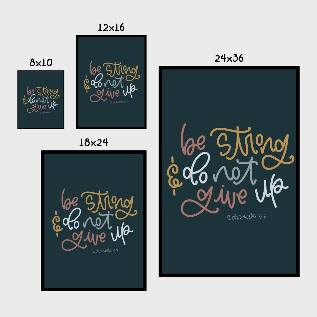 Scripture Calligraphy Vertical Posters, 2 Chronicles 15:7 Wall Decor ...