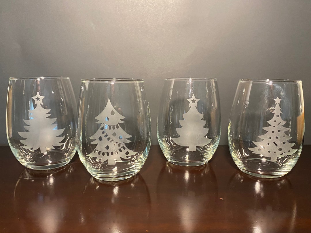 Christmas Tree Wine Glass Set Christmas Wine Glass Christmas Party ...