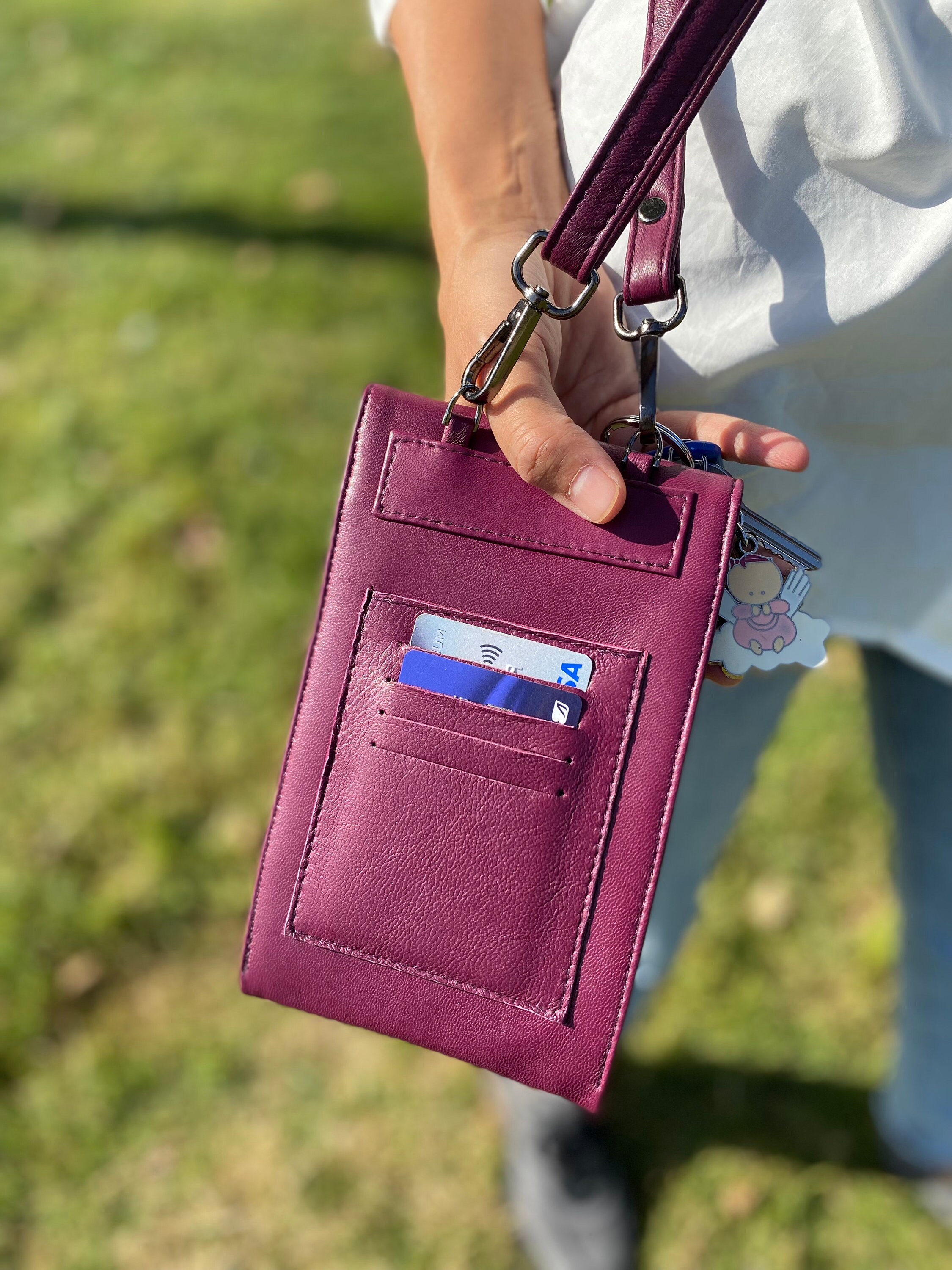 Genuine Leather Crossbody Phone Bag With Adjustable Strap and - Etsy