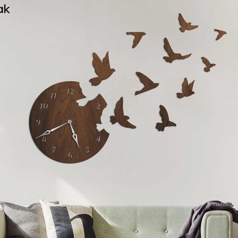 Large Wall Clock Birds - Etsy