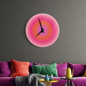 Aura Art Clock, Gradient Color Clock, Unusual Wall Clock, Retro Wall ...