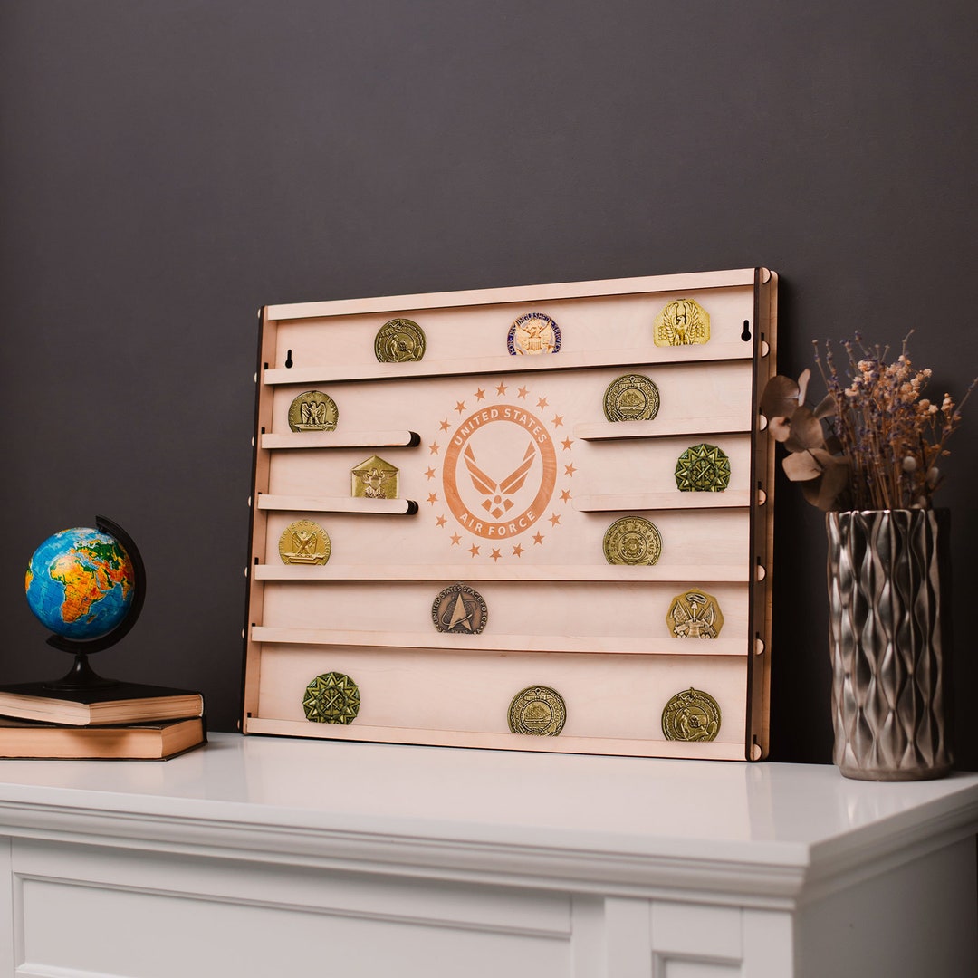 Challenge Coin Display Wall Mounted, Coin Rack Military, Coin Shelf ...