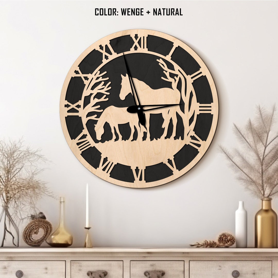 Horse Wall Clock, Western Wall Clock, Wooden Wall Clock, Farmhouse ...