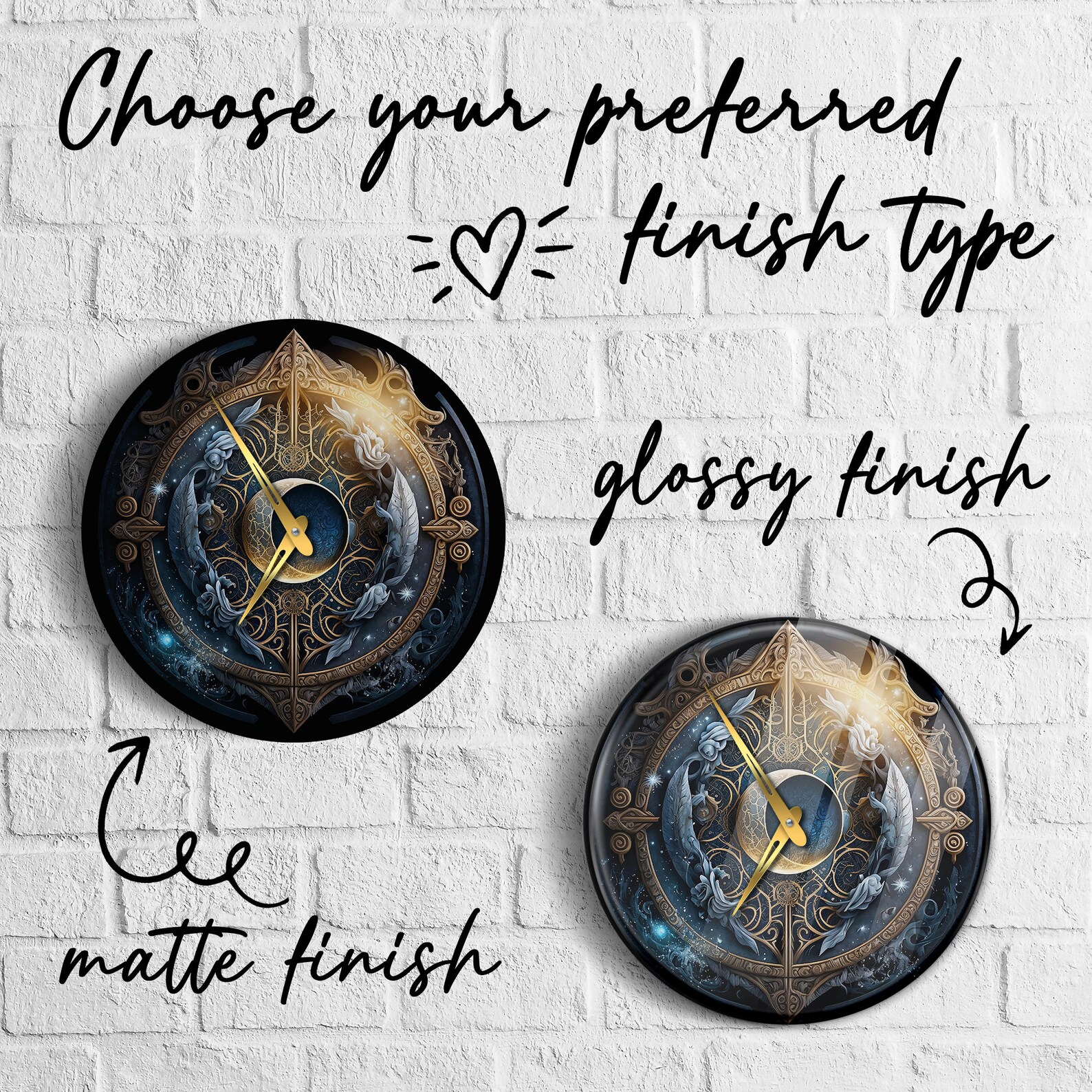 Sun and Moon Clock, Celestial Wall Clock, Bohemian Clock, Moon Wall ...