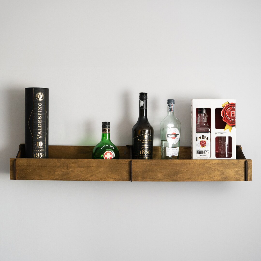 Wooden Bar Shelf, Whiskey Barrel Stave Shelf, Bottle Rack, Wine Shelf ...