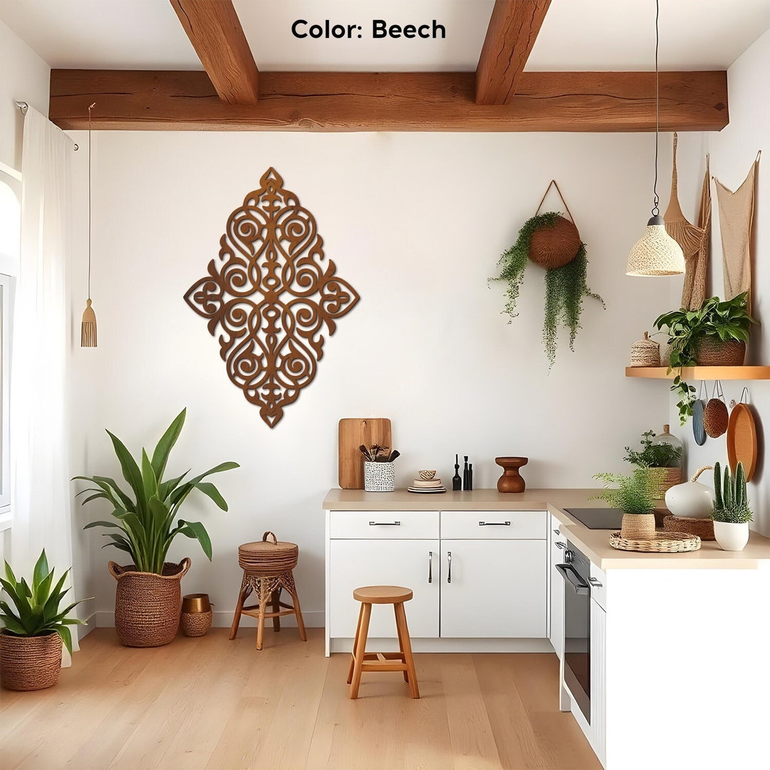 Carved Wood Arabesque Wall Art, Moroccan Arabesque Carved Panel ...