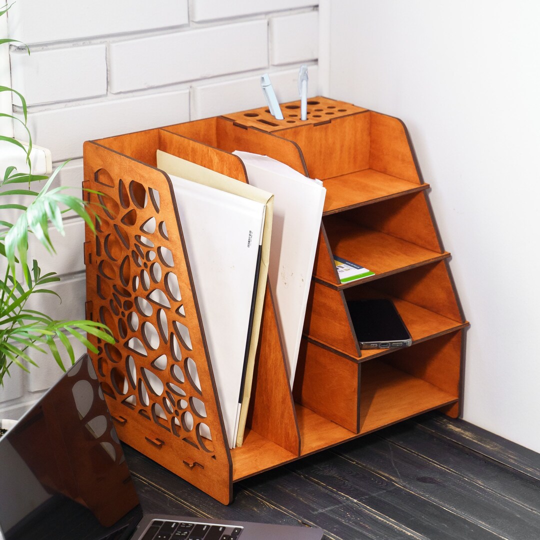 Wood Desk Organizer, Office Desk Organizers and Accessories, Office ...