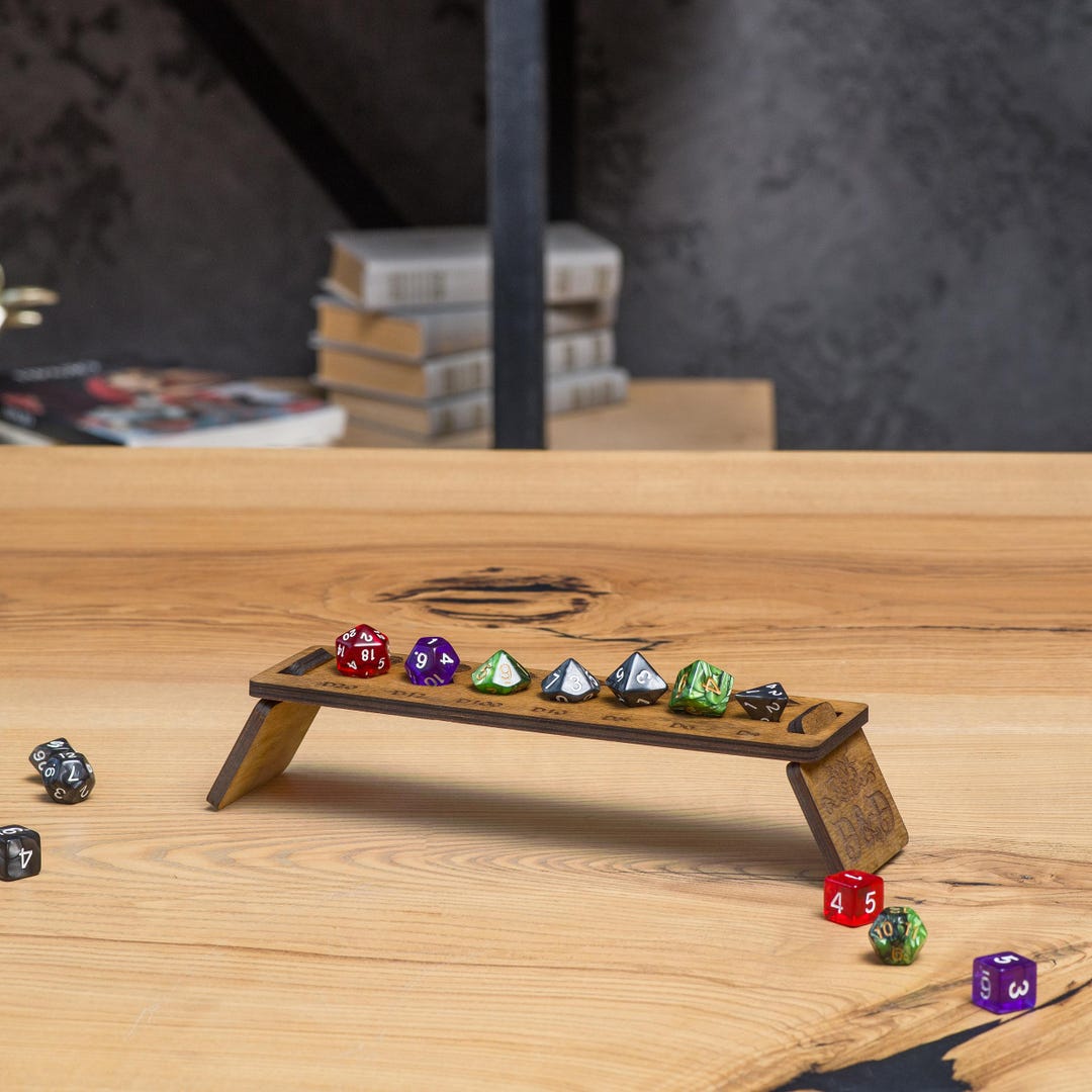 Custom Wooden Dice Rack, Personalized Dice Display Stand, Dnd Dice ...