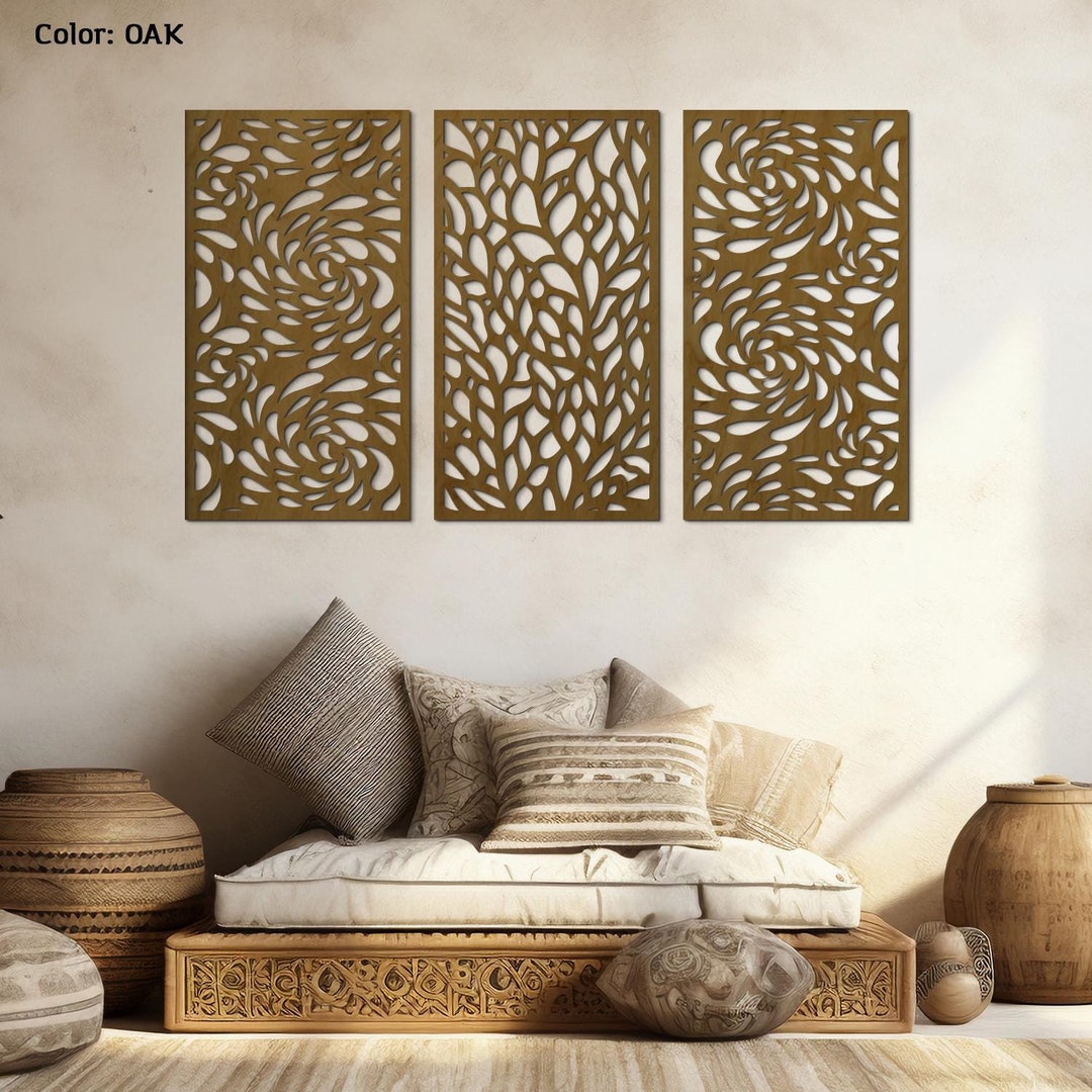 Aesthetic Wood Wall Art, Nature Wood Wall Panel, Set of 3 Wood Wall Art ...