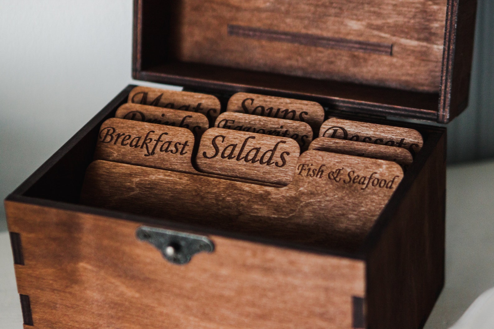 Recipe Box With Dividers Wood Recipe Box Recipe Box and - Etsy Canada