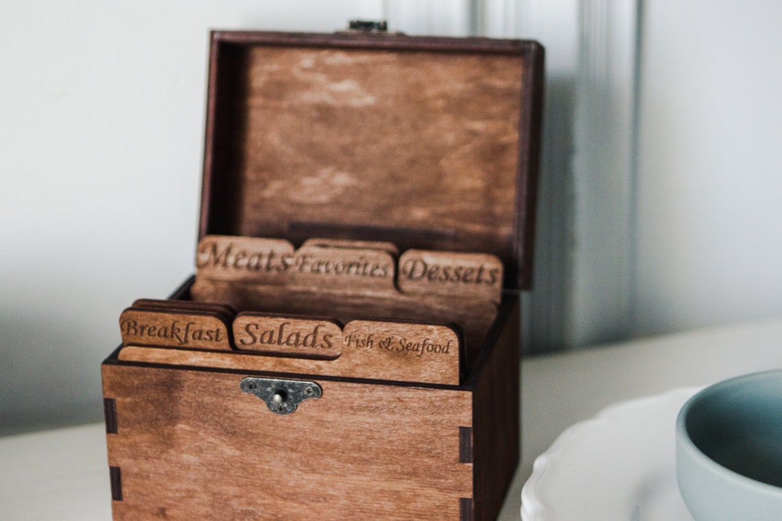 Recipe Box With Dividers Wood Recipe Box Recipe Box and | Etsy Canada