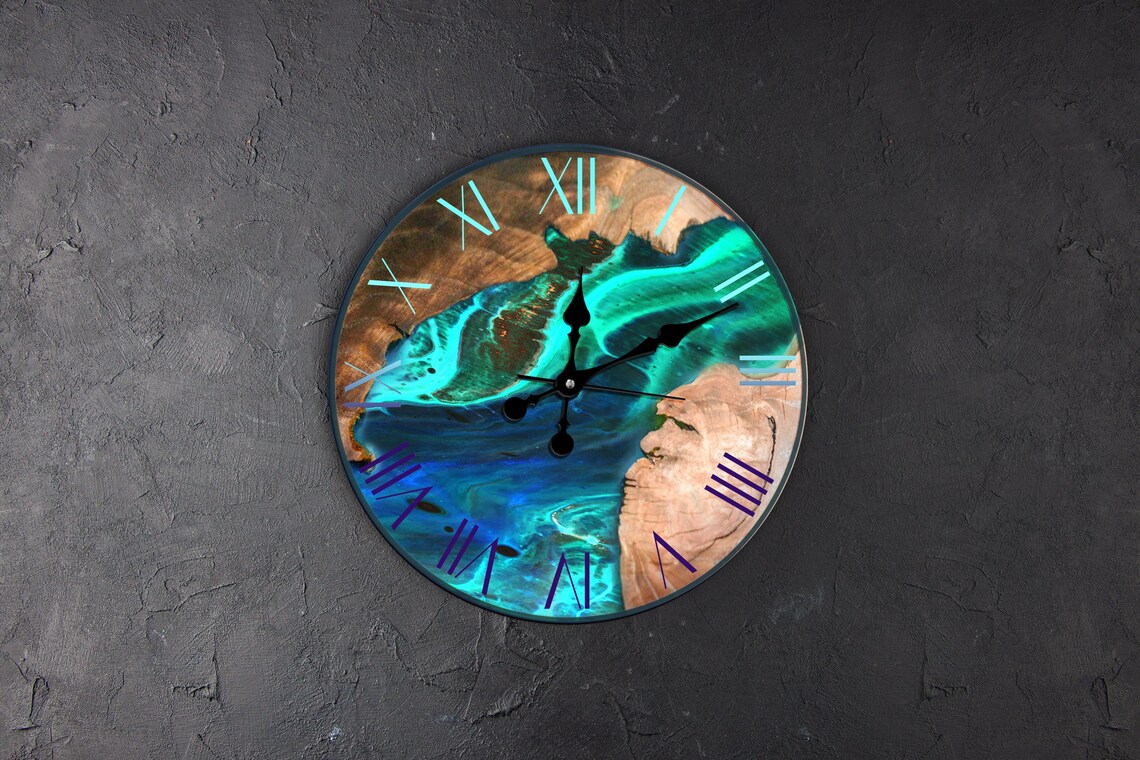 Resin Wall Clock, Resin Wood Wall Clock, Resin Large Clock, Unique Wall ...