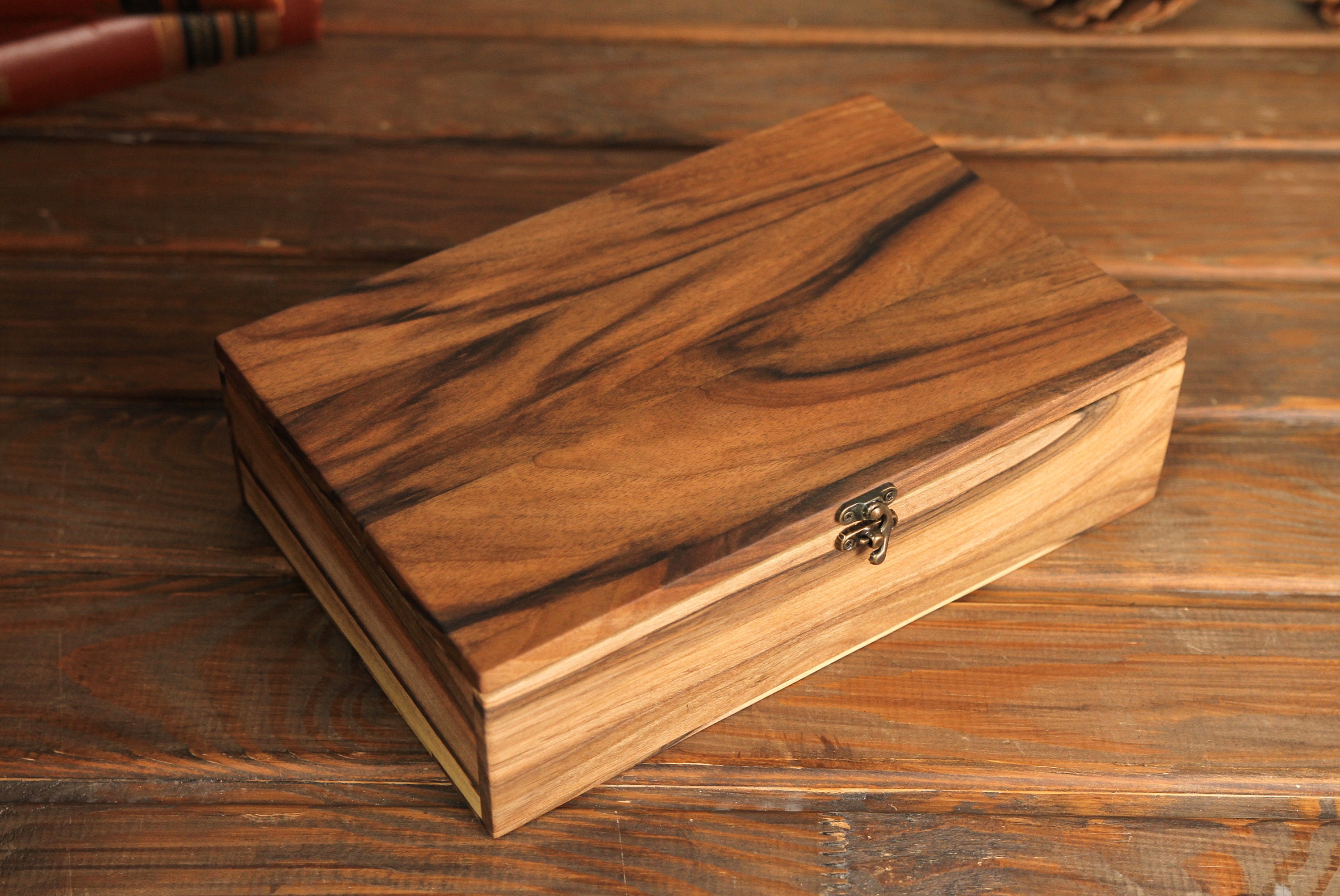 Wood boxWood box with hinged lidWooden box | Etsy