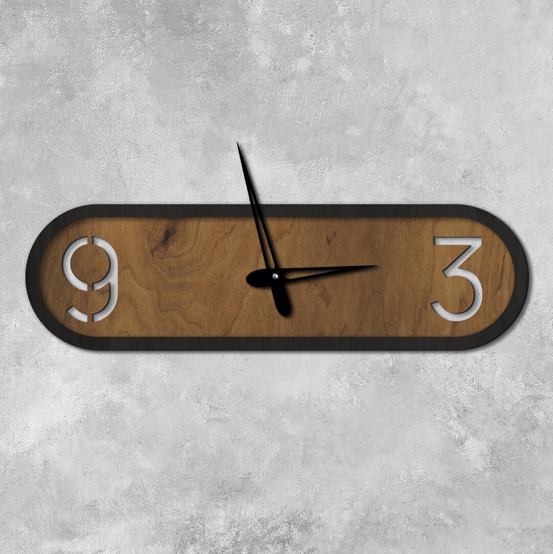 Oblong Wall Clock, Wall Clock Long Oval, Large Wooden Wall Clock, Wall ...