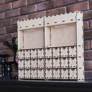 Wooden Advent Calendar With Drawers, Wood Christmas Calendar, Fillable ...