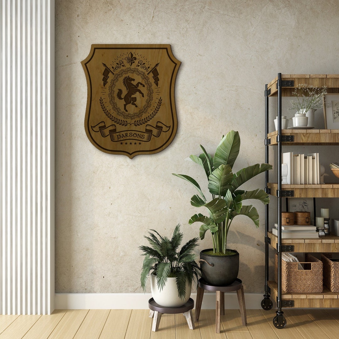 Custom Family Crest Sign,heraldic Shield,family Shield,wood Emblem,wood ...