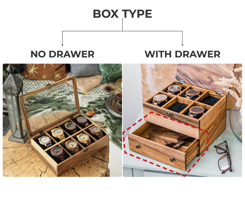 Watch Box for Men Personalized, Watch Box With Drawer, Watch Box and ...