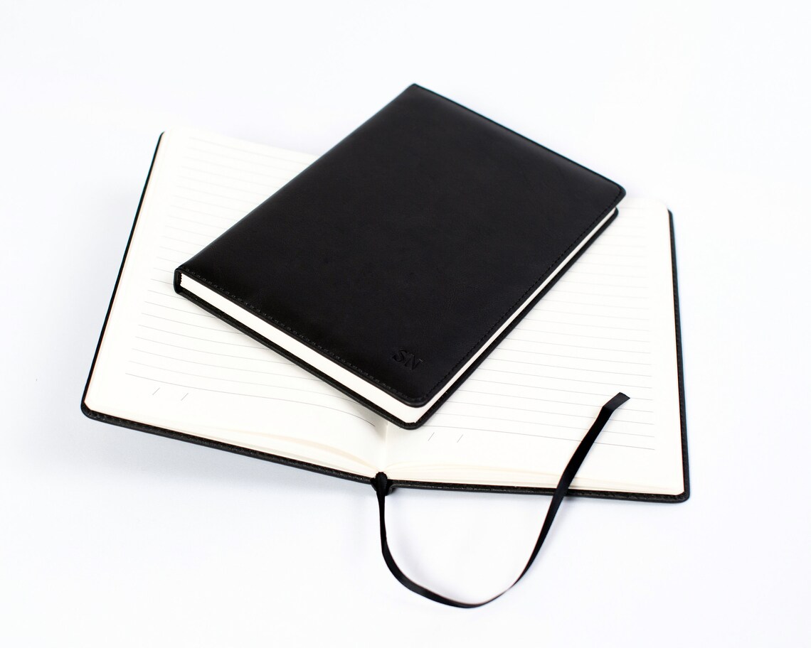 Black Personalised A5 Leather Notebook - Etsy
