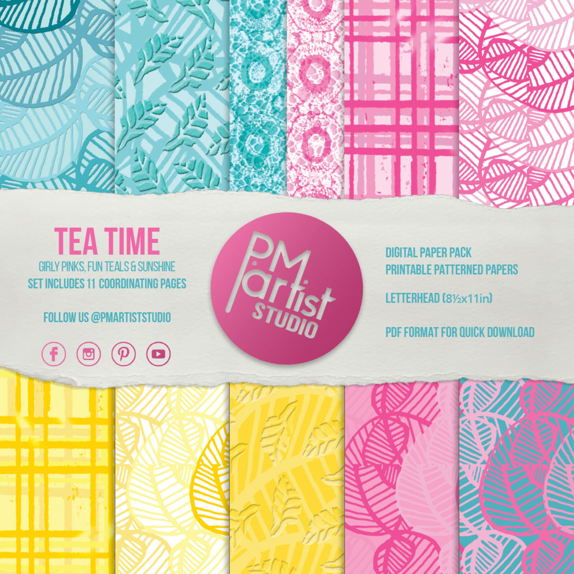 DIGITAL PRINTABLE PAPER Tea Time Decorative Patterned - Etsy