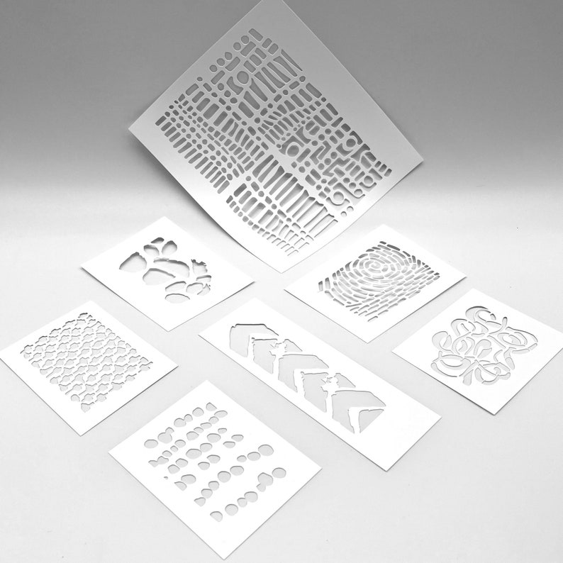 STENCILS Set of Seven Designs Three Sizes Mixed Media - Etsy