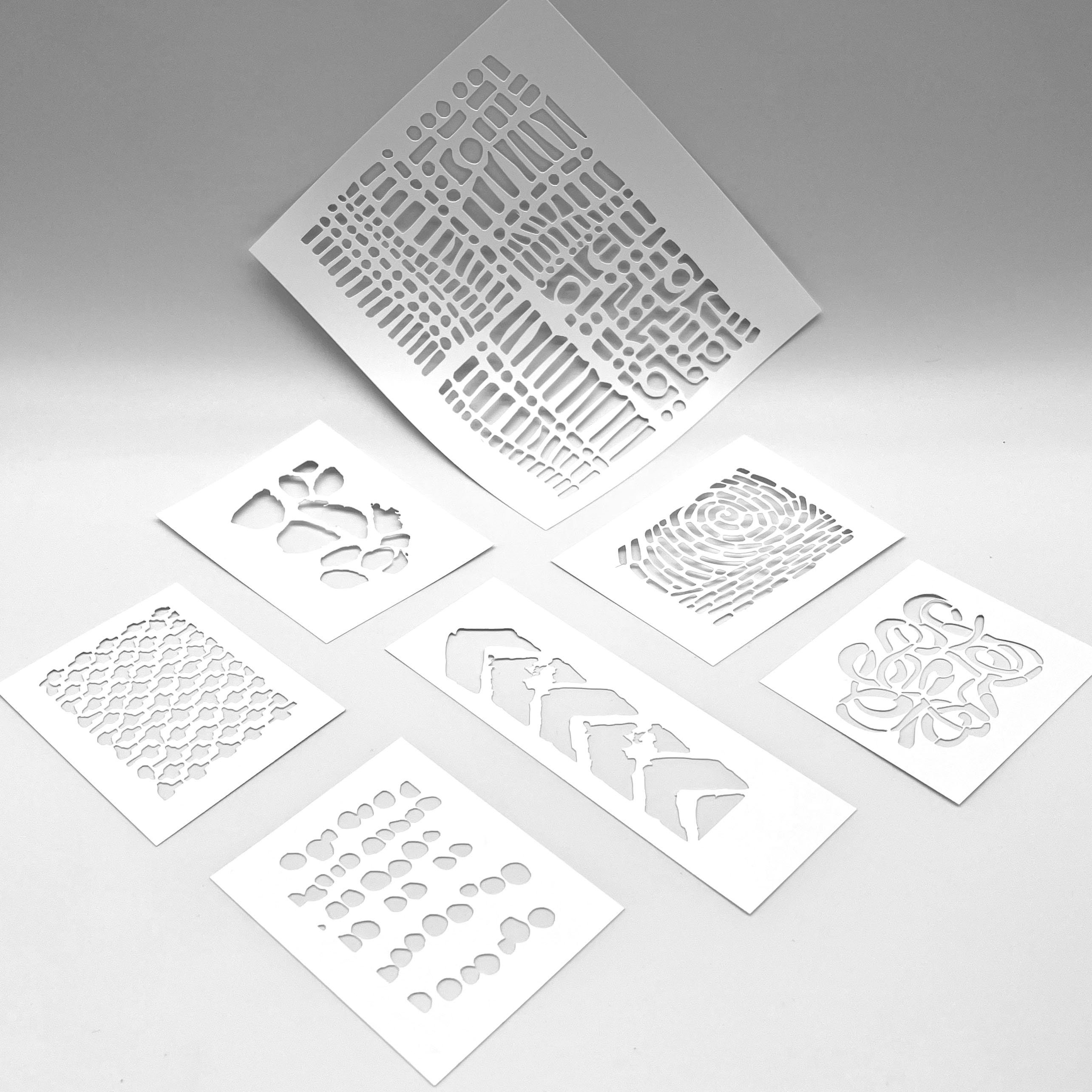 STENCILS Set of Seven Designs Three Sizes Mixed Media - Etsy