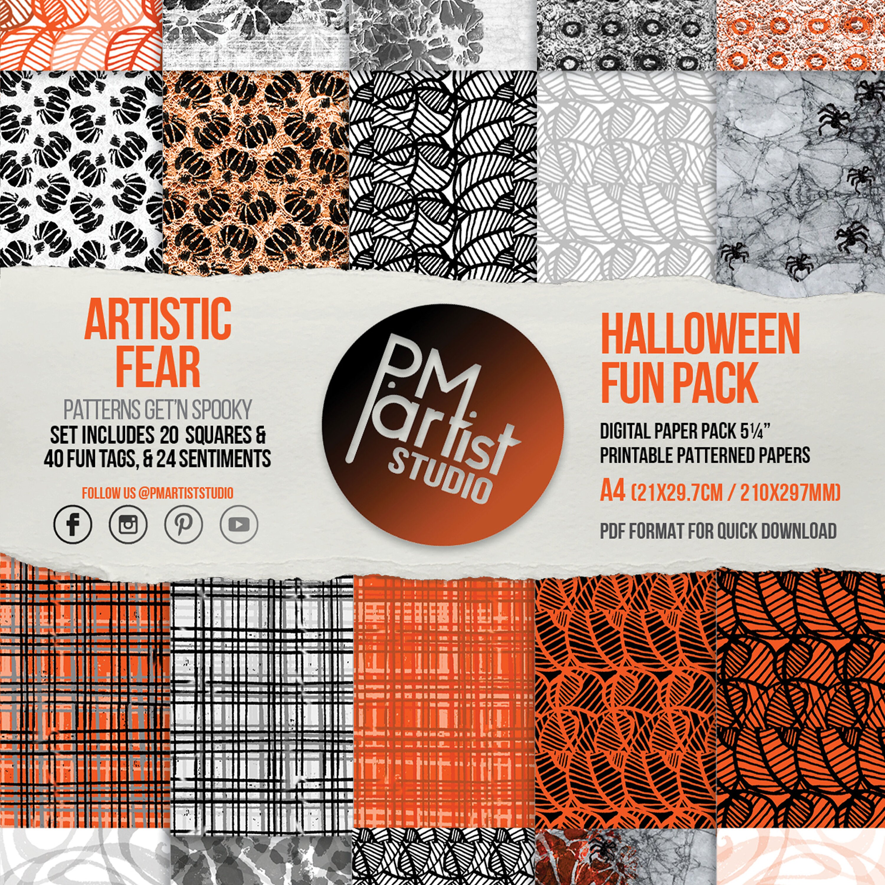 DIGITAL PRINTABLE PAPER Squares & Tags (A4) | Halloween | Traditional ...