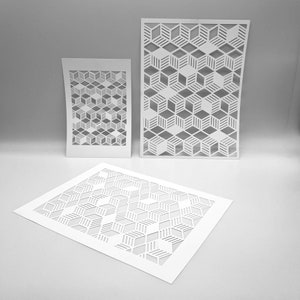 STENCILS | 3D Cubes | Created by Yolande Alexander | Ideal for Gel Plate Printing, Polymer Clay ...