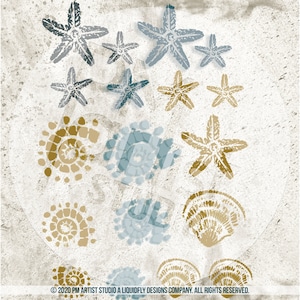 DIGITAL PRINTABLE PAPER Cloudy Seaside Deep Blues Greys & Warm Sand ...