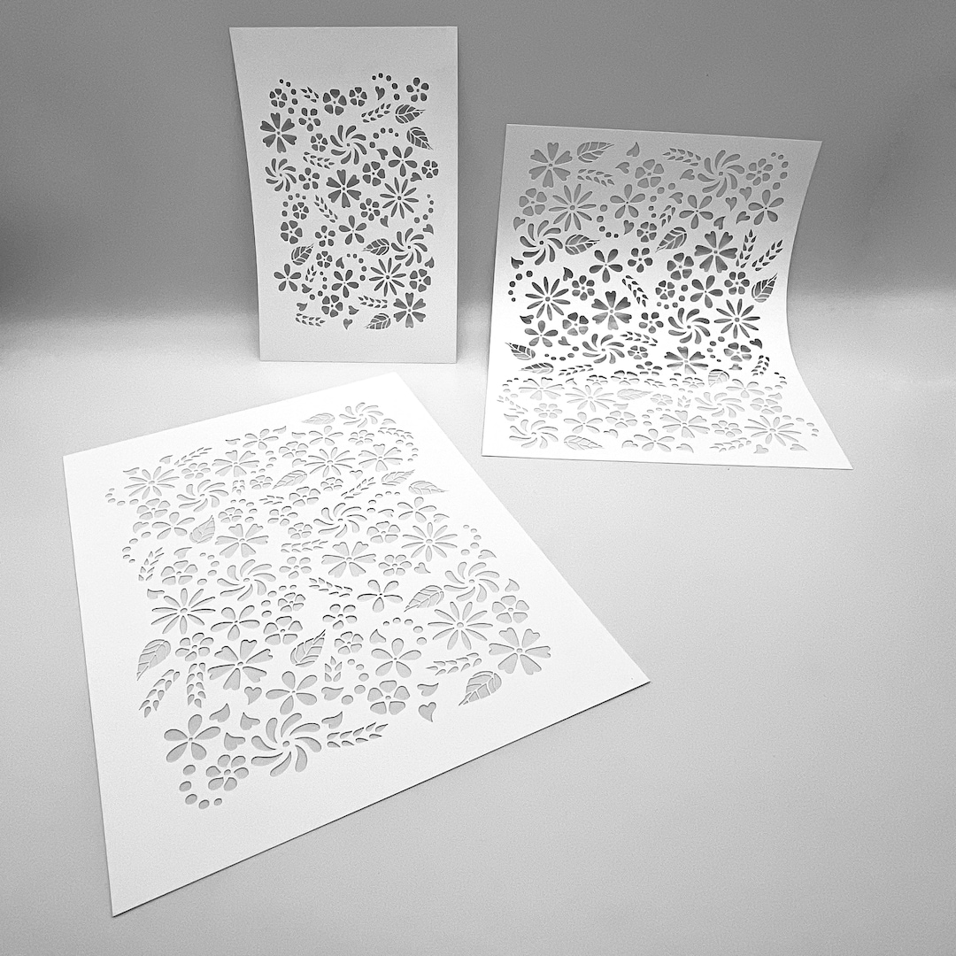 STENCIL | Flower Meadow | Mixed Media by CERI | Ideal for Gel Plate ...