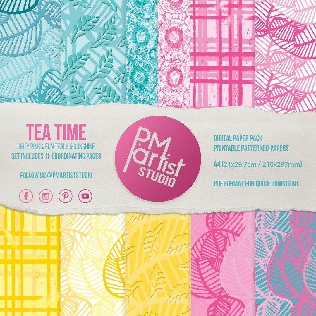 DIGITAL PRINTABLE PAPER | Tea Time | Decorative Patterned Papers ...