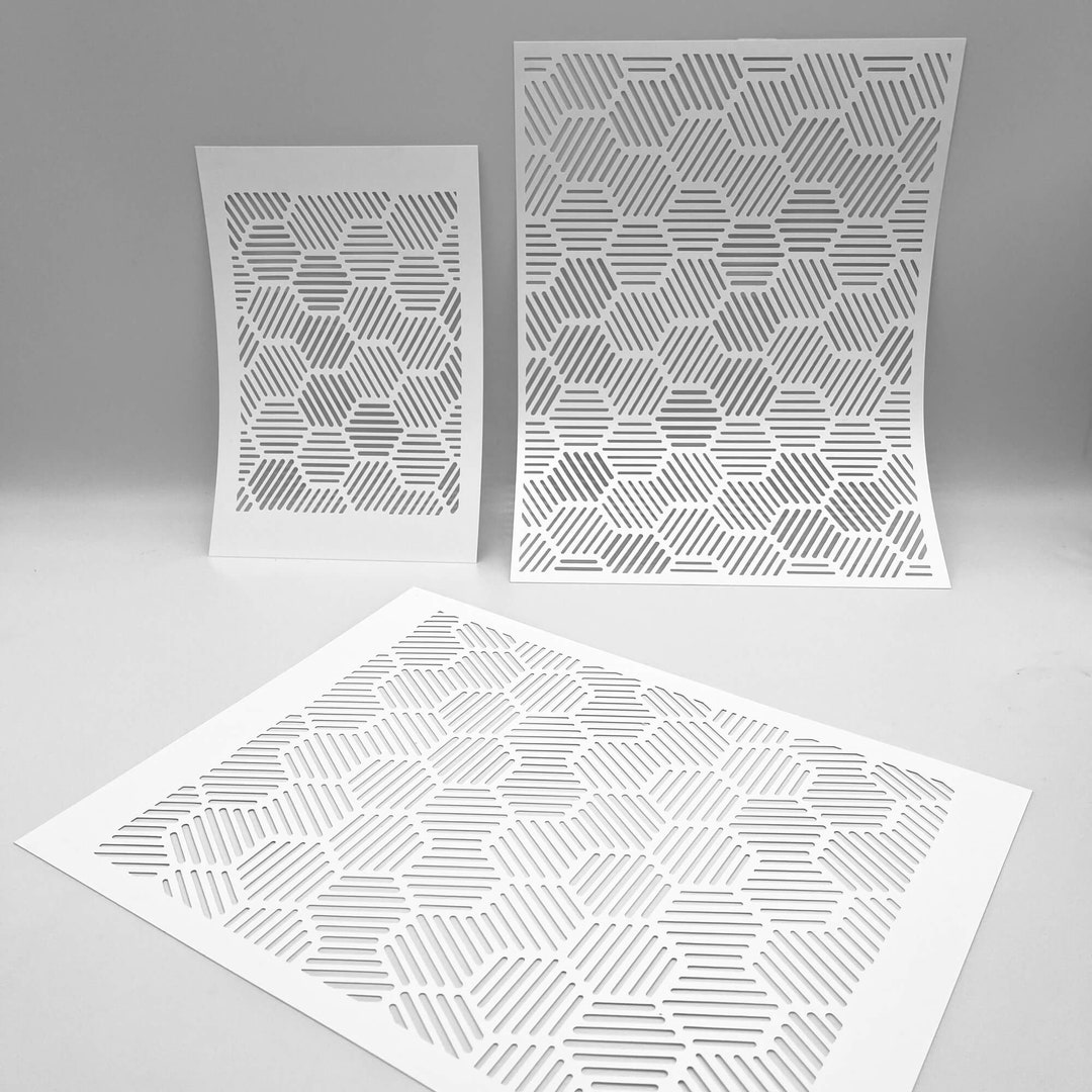 STENCILS | Hexagonal Dashes | Mixed Media | Ideal for Gel Plate ...