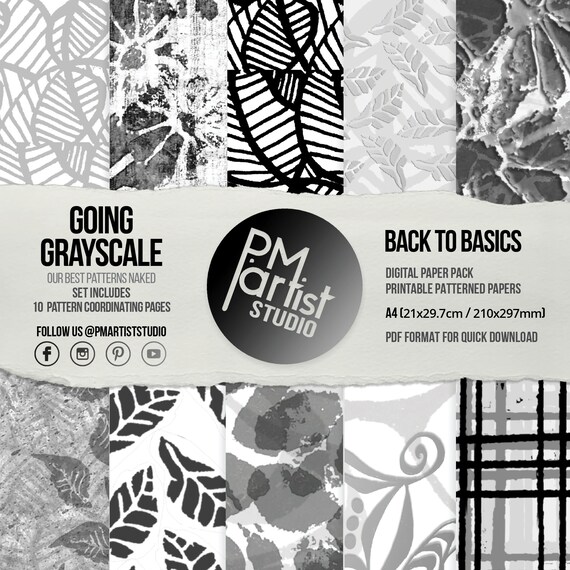 DIGITAL PRINTABLE PAPER Going Grayscale Black White & in | Etsy