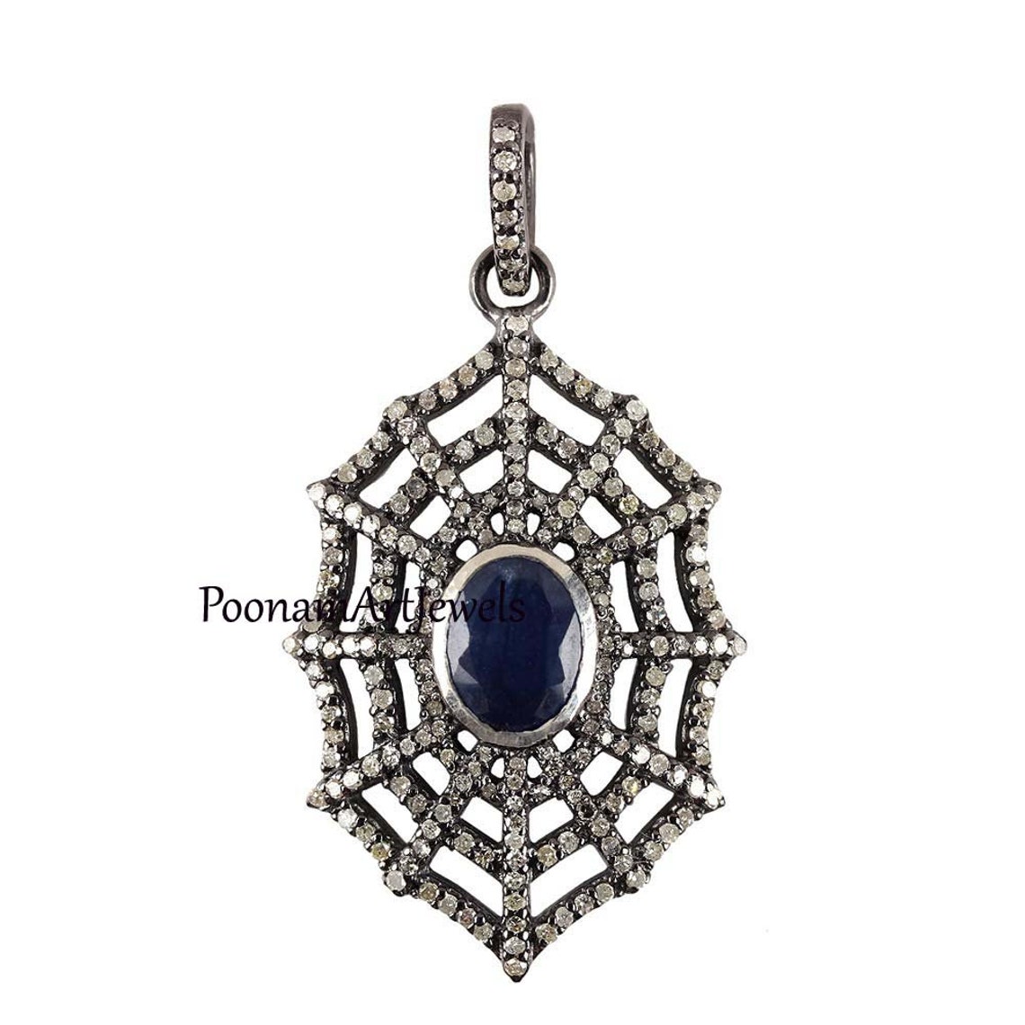 Spider Web Pendant Natural Rose Cut Diamond Sapphire Pendant | Etsy