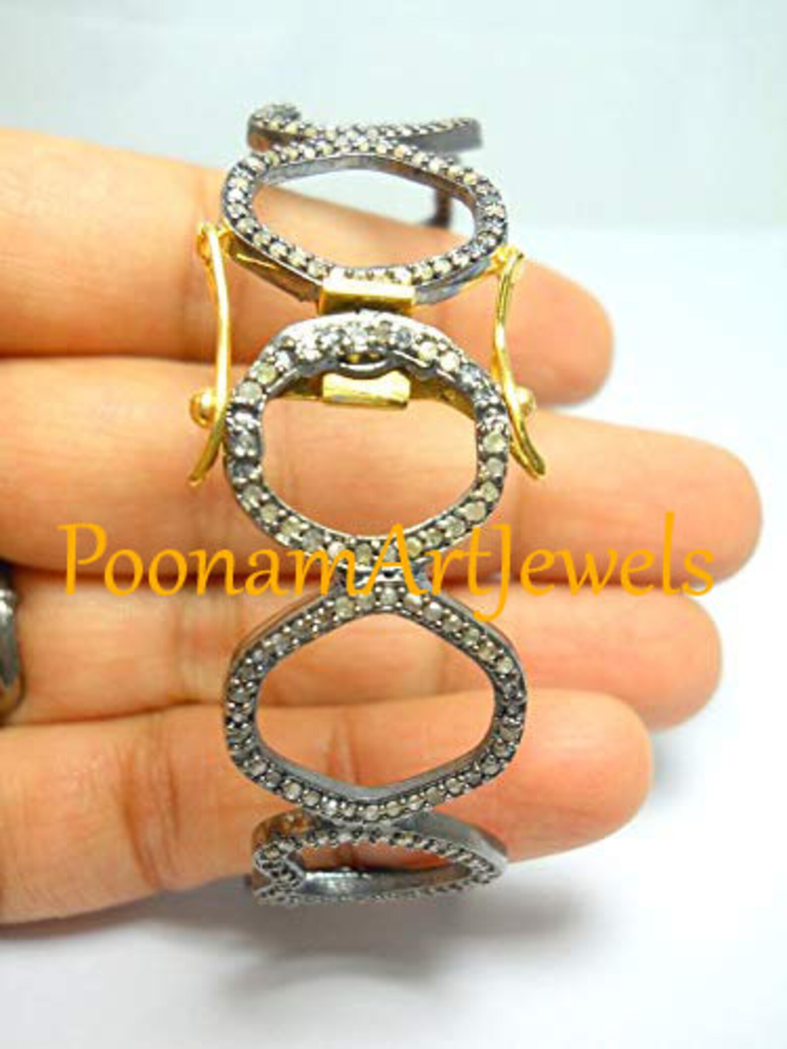 Natural Rose Cut Diamond Bangle Solid 925k Sterling Silver - Etsy