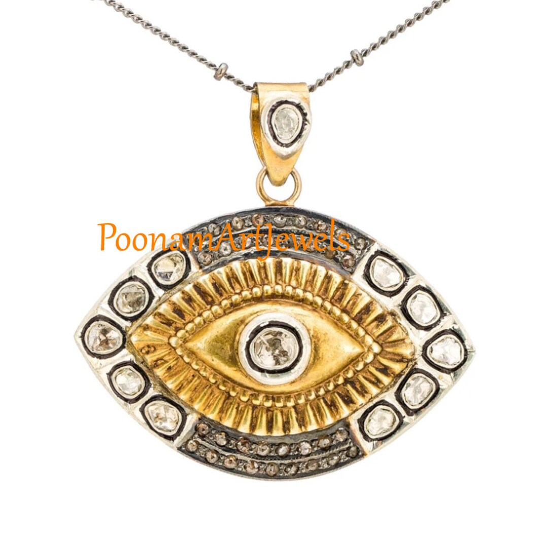 Natural Rose Cut Diamond Uncut Diamond Polki Pendant Solid 925 - Etsy