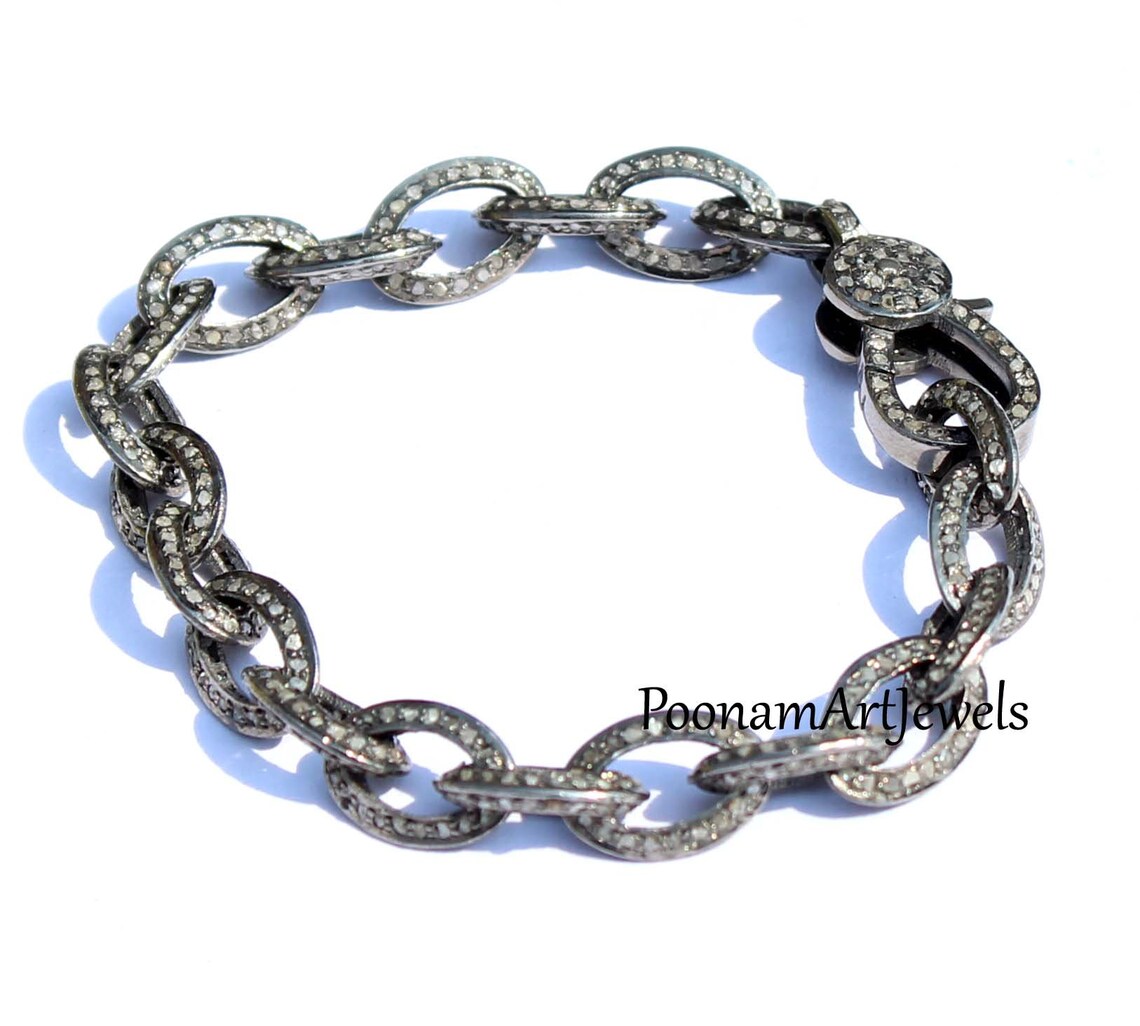 Diamond Bracelet Natural Pave Diamond Bracelet Solid 925 - Etsy